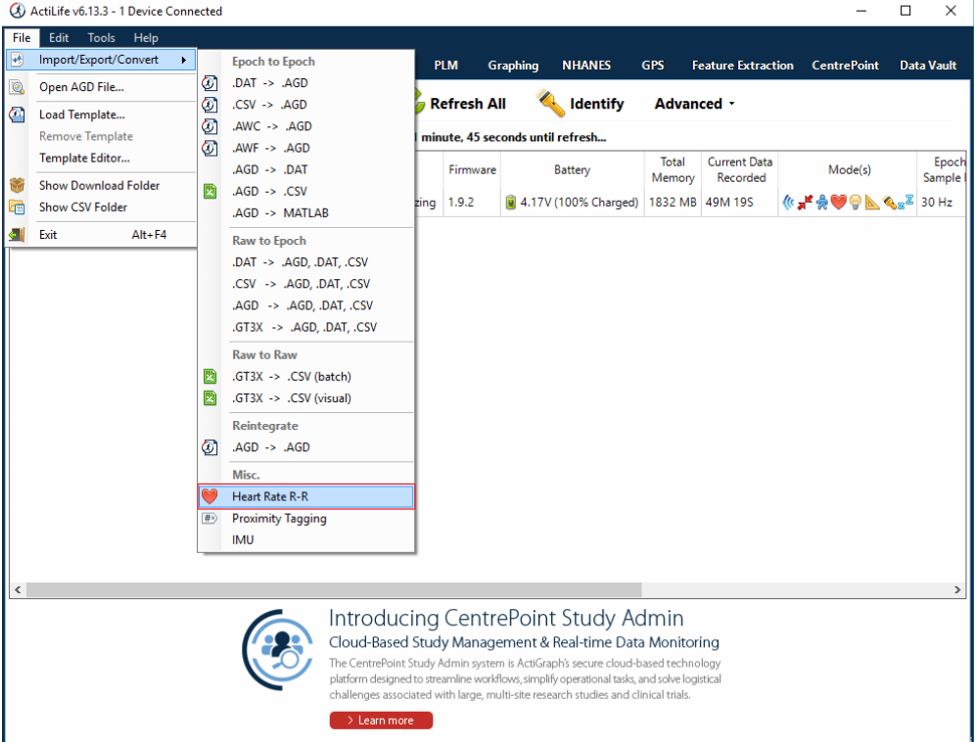 Understanding ActiLife Heart Rate Functionality and Data (Bluetooth and ...